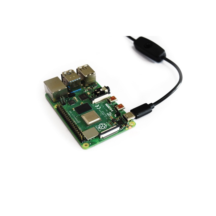 Power Adapter and Cable for RPi 4 (USB Type-C, with On/Off Button)